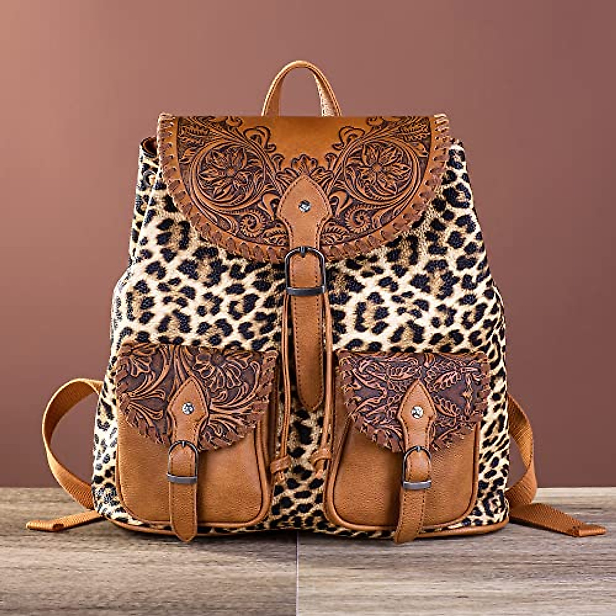 Montana West Western Tooled Collection Backpack Large Travel Western Backpack for Women MBB-MW1173-9110LP