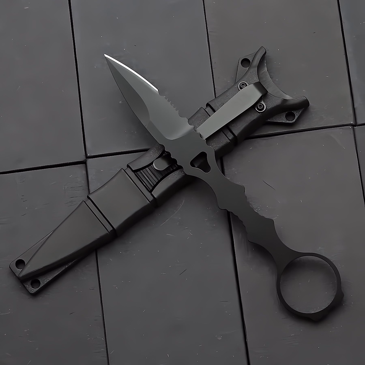 Portable Knife 6.7 Inch 440C Fixed Blade Outdoor Camping Portable Straight Knife With Kydex Sheath The Knife Comes In Black And White (Black)