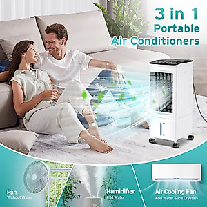 Portable Air Conditioners, 3-IN-1 Air Conditioner Portable with 3 Speeds, 6L Portable AC w/7H Timer, 60°Oscillation, Remote Control Windowless Portable Air Conditioner for Room, Home
