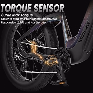 VELOWAVE Grace 2.0 48V 20AH Electric Bike for Adults 750W Bafang Motor Ebike with Fender Shimano 7-Speed 26" x 4.0 Fat Tire Step-Thru Electric Bicycle (Black/Grey)