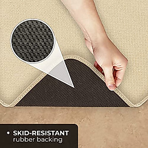 House, Home and More Skid-Resistant Carpet Indoor Area Rug Floor Mat - Ivory Cream - 3 Feet X 3 Feet