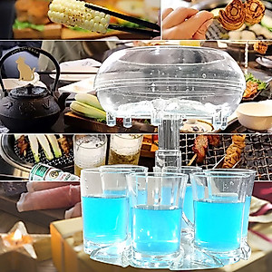 Viadha Shot Glass Dispenser and Holder Set, Adjustable Party Fancy Drink Dispenser, Multiple Shot Pourer with 6 Shot Glasses for Cocktail, Wine, Juice - Fun Gift Choice