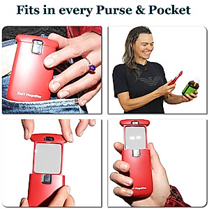 EasY Magnifier Small Pocket Magnifying Glass 3X with LED Light for Reading; Lighted Hand Held Coin Loupe; Mini Magnify Lens; Gifts for Seniors