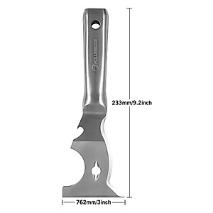 ROLLINGDOG 10 in 1 Painter's Tool - 420 Stainless Steel Mirror Polished One Piece Blade And Laser Engraved Handle,3 inch Multifunction Putty Knife Drywall Paint Scraper