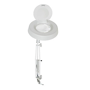 10X Desk Table Clamp Mount Magnifier, Carejoy LED Lamp Light Magnifying Glass Lens Diopter for Workbench, Drafting, Work Light (White Glass)