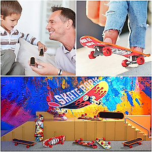 TIME4DEALS Fingerboard Mini Finger Skateboards Toys 12PCS Professional Finger Boards Set Creative Fingertips Movement, Mini Skateboard Starter Kit Finger Sports Party Favors Novelty Toy Gift for Kids