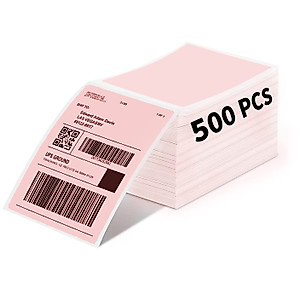 Phomemo Pink Label Printer with Thermal Shipping Pink Label - 4" x 6", 500 Sheets