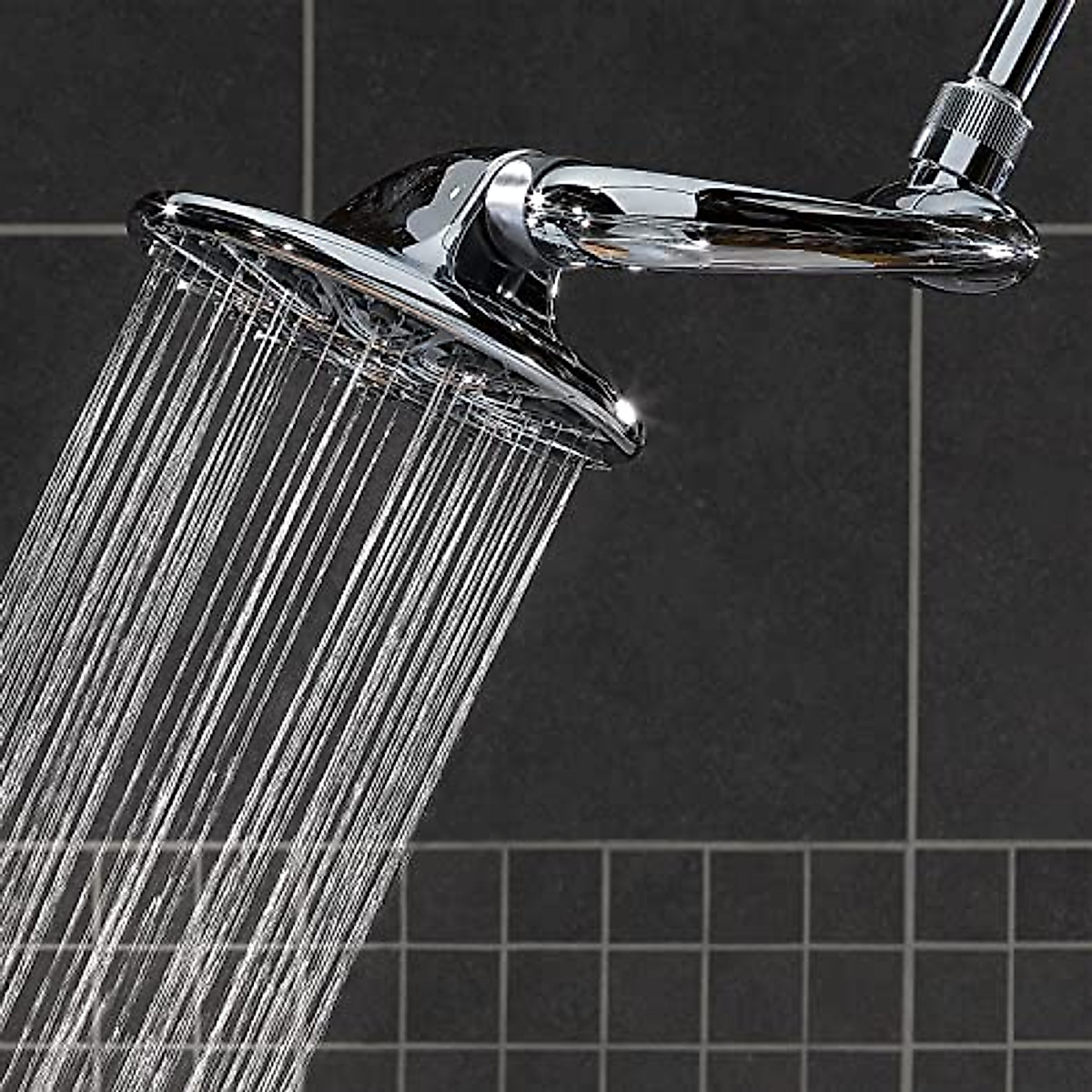 Waterpik SideWinder Adjustable Rain Shower Head, High Pressure PowerPulse Massage Shower Head, Chrome ASW-673E