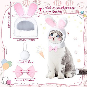 4 Pcs Bunny Costume Set Bunny Rabbit Hat with Ear Bunny Ears Pet Headband Lace Tutu Skirt with Bunny Ears Tail and Bow for Easter Cats Small Dogs Party Costume Accessory