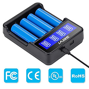 18650 Battery Charger, SEIVI LCD Display Universal Smart Charger for Rechargeable Batteries Li-ion Batteries 18650 26650 18490 17670 17500 16340 14500, Ni-MH/Ni-Cd A AA AAA Batteries