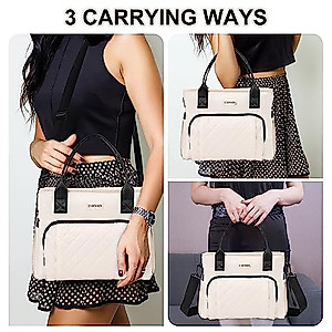 ESMNOAN Lunch Bag Women,13L Large Insulated Lunch Box for Women,Leak Proof Lunch Cooler Bag with Bottle Holder,Womens Lunch Bag,Adult Lunchbox for Work Picnic Beach,Beige