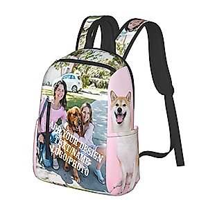 Wondfamiker Custom Casual-Lightweight Backpack Personalized-Travel Knapsack-Customized - Schoolbag Daypack Add Photo Text Shoulders (custom 2) Large