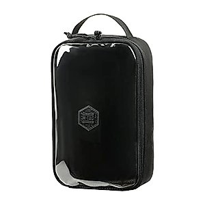 M-Tac Elite Bag Organizer Transparent Large Gen.II - Tactical Clear Durable Pouch with Zipper, Handle and Nylon Mesh Bottom (11.8 x 7.5 inches, Black)