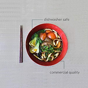 JapanBargain 2396x2, Japanese Style Plastic Black and Red Color Large 52 oz Ramen Bowls for Udon Pho Noodles Soup Cereal Pasta, Pack of 2