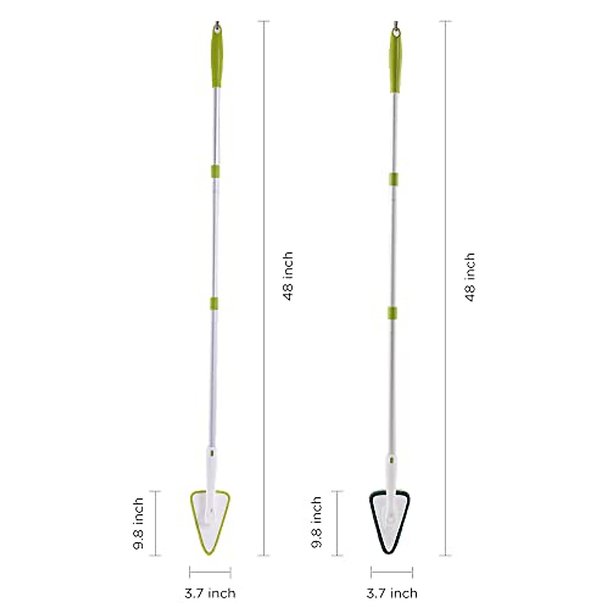 CQT 2 in 1 Bathroom Cleaning Brush with 46" Extendable Long Handle Detachable Stiff Bristles Scrub Brush with 2 Scrubber heads and 2 Scouring Pad Head for Cleaning Bathtub Shower Bathroom (AppleGreen)