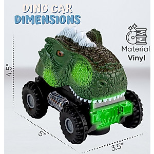 ToyVelt 2021 Edition Dinosaur Pull Back Cars Toys for Kids – 4 Pack Cars Fun Dinosaur Car Set with Exciting Lights, Sounds - Birthday, Christmas, for Boys and Girls Ages 3-10 Years Old