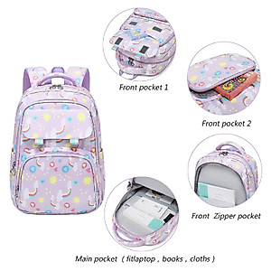 ZHIERNA School Backpack with Lunch Bag for Teen Girls,15.6’’ Laptop Backpacks, 2Pcs Set College Bookbags with Reflective Tape (Black)