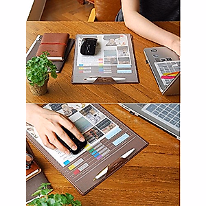 ELSKY Office Mouse Mat for Computer or Laptop,Gmaing Mouse Pads/Mouse&Desktop Protector/Keyboard Pad,Drawing & Writing Pad with Card Schedule Pockets,Cover with 2 Transparent Sheets for Memo (Coffee)