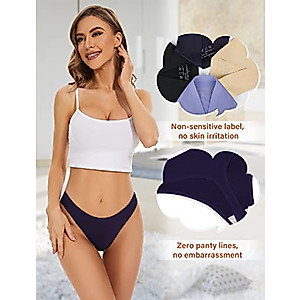 Sunm Boutique 5 Pack Seamless Thongs for Women No Show Thongs Nylon Stretch Thong Panties Underwear S-XL