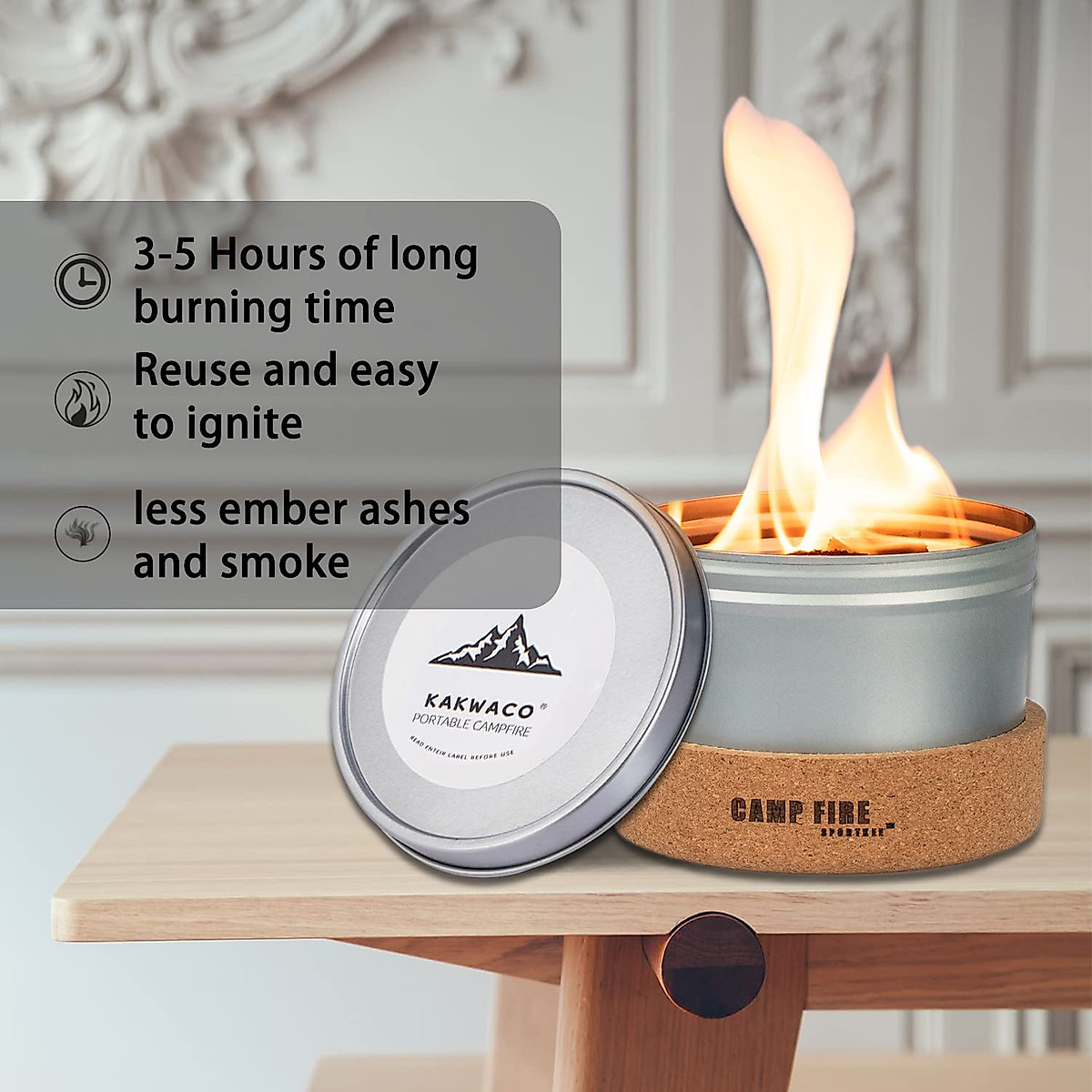 2 Pack of Portable Campfire Bonfire Candle Can Smore Maker Outdoor Fire Pit for Picnic Camping Hiking Fishing Climbing Emergency