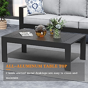 KHOLH 5 Piece Modern Aluminum Patio Furniture Set, Outdoor Patio Sectional Conversation Metal Seating Sets with Olefin Cushion and Coffee Table