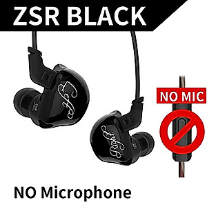 KZ ZSR in-Ear Headphones 1 DD & 2 BA Earphone HiFi Stereo Deep Bass Earbuds with Detachable Cable Noise Isolating Headset with Hybrid Driver for Running, Jogging, Walking (Black Without Mic)