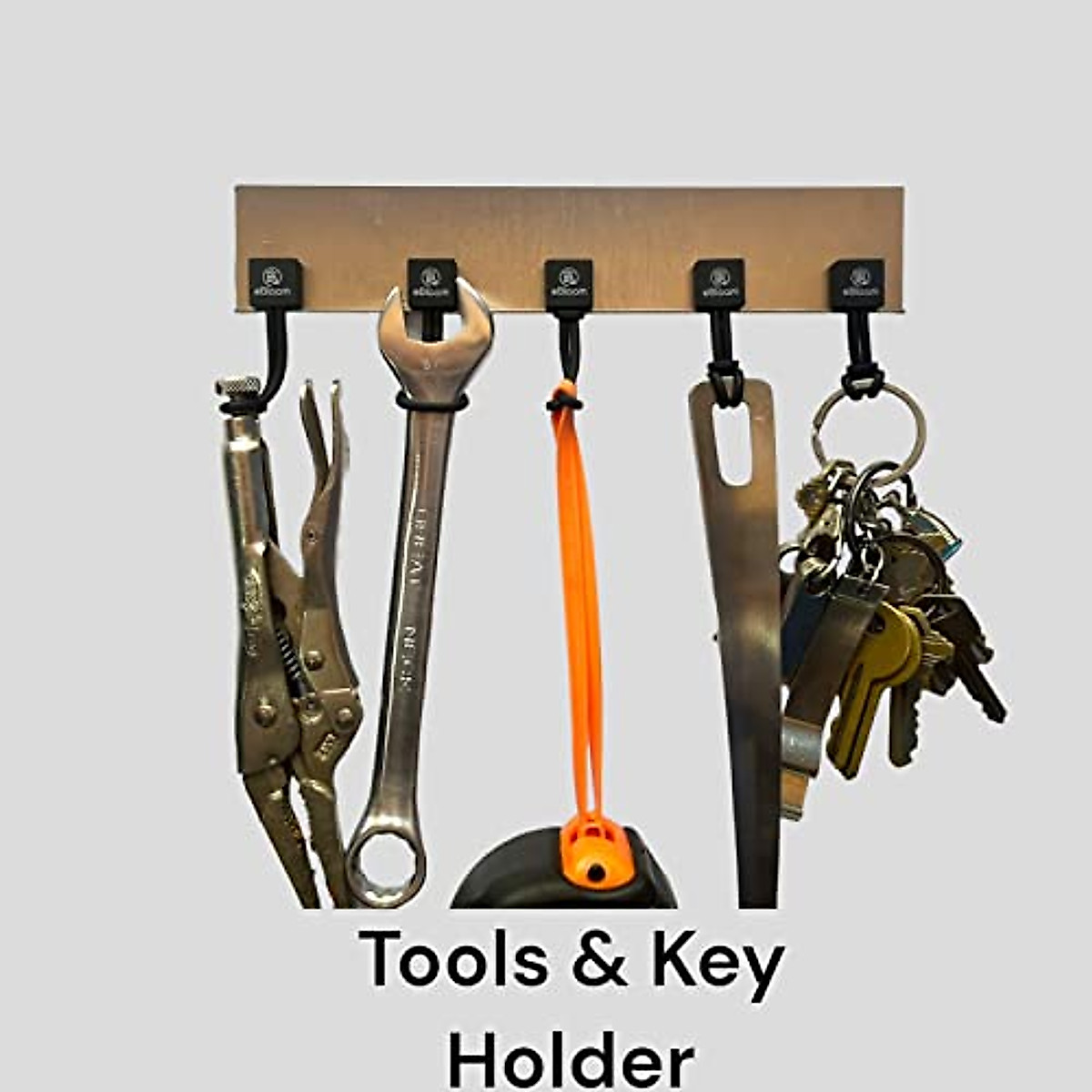 eBloom Adhesive Wall Hooks for Hanging Heavy Duty Rack Kitchen Gadgets, Storage Utensil Holder No Drilling Wall Mounted with 5 Magnetic Silicone Hooks for Kitchen Shower Hook Bedroom Office Classroom