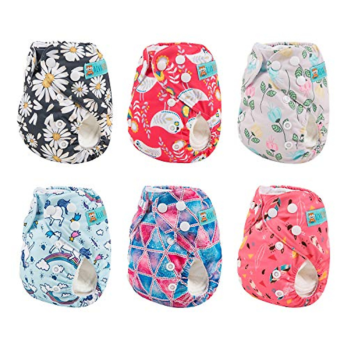 ALVABABY Baby Pocket Newborn for Less Than 12pounds Baby Snaps Cloth Diapers Nappy 6pcs with 12 Inserts 6SVB09