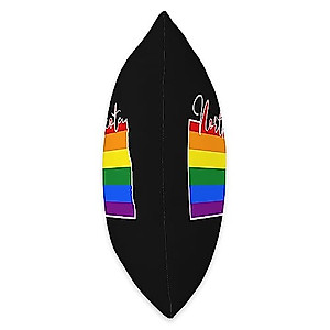 North Dakota Map USA State Rainbow Pride Flag North Dakota Map USA State Rainbow Flag Pride Month Throw Pillow, 16x16, Multicolor