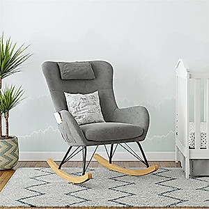 Baby Relax Cranbrook Rocker Accent Chair with Storage Pockets, Gray