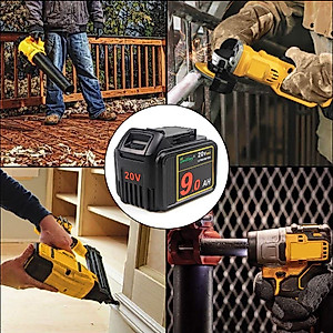 waitley 20V 9.0Ah Lithium Ion Battery Compatible with DEWALT DCB200 DCB209 Tools with LED Indicator