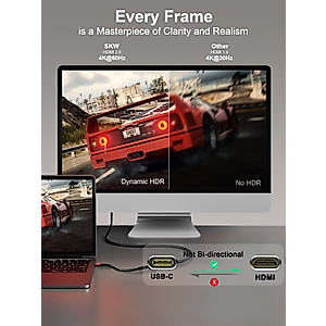 SKW USB C to HDMI Cable 4k 3.3ft, USBC Adapter for Monitor, Connector ChromeBook, USB-C Cord Mac MacBook pro 2022 Surface 8 VivoBook Flip 14 Aspire 5 and More