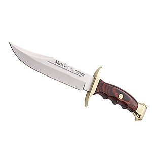 MUELA BW-18 Coral Pakkawood Hunting Knife with Leather Sheath, 7-1/8", Stainless Steel
