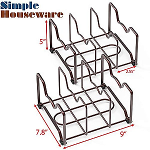 2 Pack - SimpleHouseware Kitchen Cabinet Pantry and Bakeware Organizer Rack Holder, Bronze