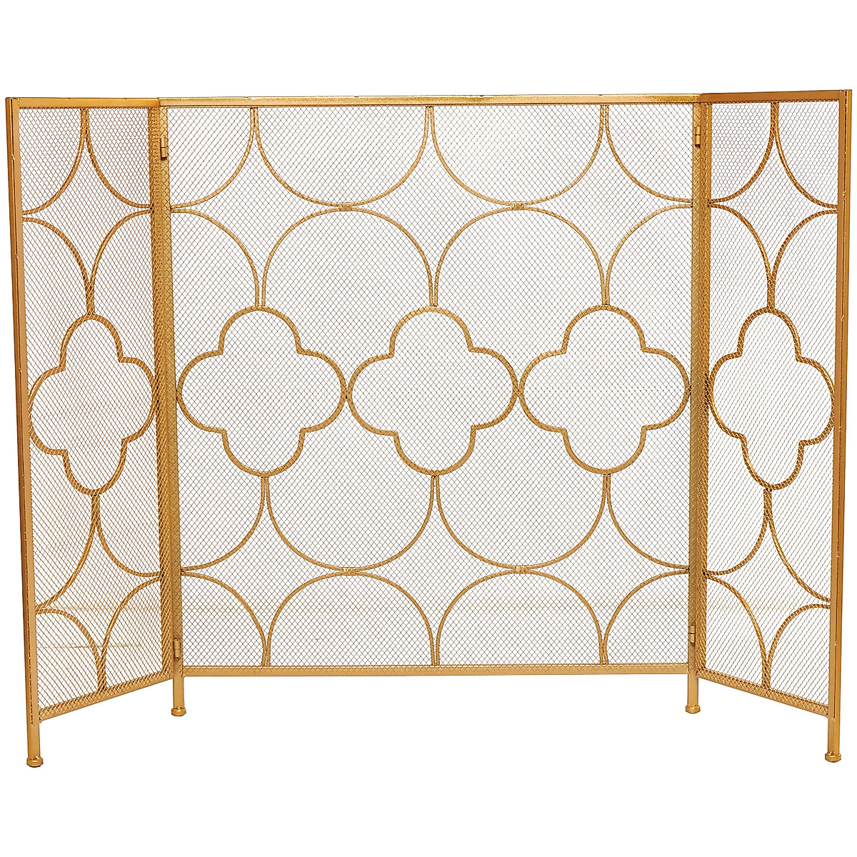 Deco 79 Contemporary Geometric Designed Metal Fireplace Screen, 50"L x 35"H, Gold