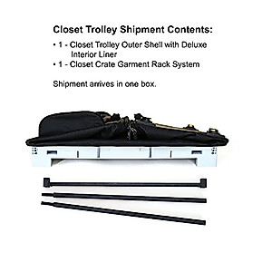 Closet Trolley Collapsible Rolling Dance Bag w/No-Lean Garment Rack - BLACK