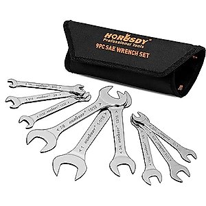 HORUSDY Thin Wrenches Set | Metric | 10-Piece | Including 5.5mm to 27mm | Bike Wrench Set | Thin Open End Wrench Set with Rolling Pouch