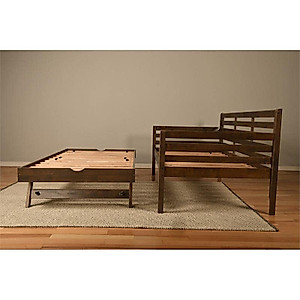 Kodiak Furniture Boho Wood Daybed with Pop Up Trundle in Walnut Brown Finish