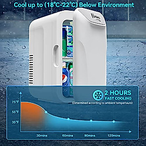 NXONE Mini Fridge,8 Can/6 Liter Small Refrigerator,110VAC/ 12V DC Portable Thermoelectric Cooler and Warmer Freezer Skincare Desk Little Tiny fridge for Cosmetics,Foods, Bedroom,Dorm,Office,and Car