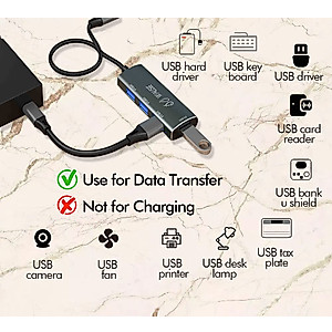 Wausee USB 3.0 Hub Type C 4-Port Splitter, Docking Station,Expander Adapter,Dongle (4 in 1) for Notebook PC,Laptop,Computer,MacBook, Mac Pro/mini, iMac, Surface Pro, XPS,Flash Driver, Mobile HDD(Grey)