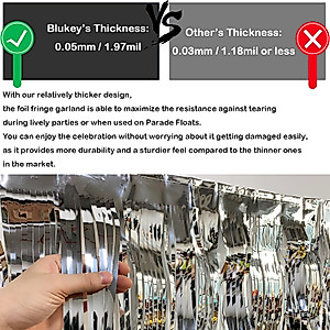 Blukey 10 Feet Long Roll Foil Fringe Garland - Pack of 3 | Shiny Metallic Tassle Banner | Ideal for Parade Floats, Bridal Shower, Wedding, Birthday | Wall Hanging Fringe Garland Banner (Silver)