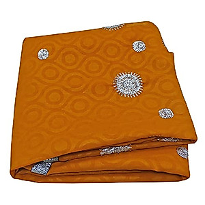 Peegli Indian Vintage Yellow Dress Material Georgette Recycled Fabric Embroidered DIY Craft Textile