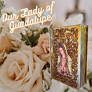 Catholic Spanish Bible with Metalic Cover of Our Virgen de Guadalupe Spanish Bible Large Print - Decorations for Catholic Wedding biblia