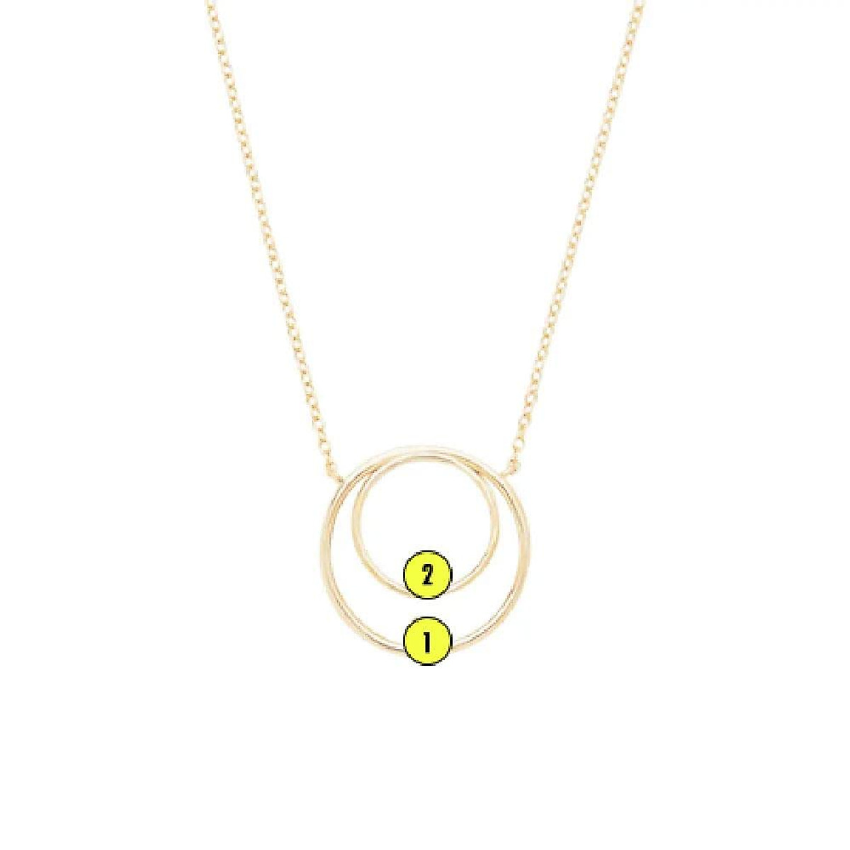 EVE'S ADDICTION Gold Tone Custom Circle Mother & Child 2 Birthstone Necklace (16" chain with 2" extender) - Personalized s - Gift for New Mom - Gifts for Mom