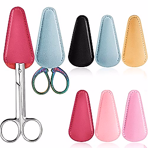 6 Pieces Scissors Sheath Safety Leather Scissors Cover Protector Colorful Sewing Scissor Sheath Portable Eyebrow Trimming Beauty Tool Protection Cover Collect Bags (Deep Colors and Light Colors)
