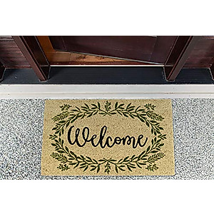 DII Natural Coir Doormat Outdoor Welcome Mat, 17x29, Greenery