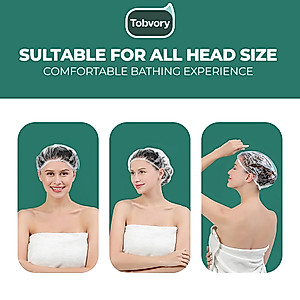 Disposable Shower Caps - 100PCS Shower Cap Tobvory Waterproof Plastic Shower Cap For Women Men For Hair - Extra Elastic Large Shower Caps For Bath, Hair Treatment, Conditioning In Home Hotel Travel