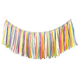 Kingsnow Highchair Banner Birthday Ribbon Garland 40 inches Chair Tutu Skirt for Ice Cream Party Decor,Baby Shower,Photo Booth Props,Classroom Decor and Girl Birthday