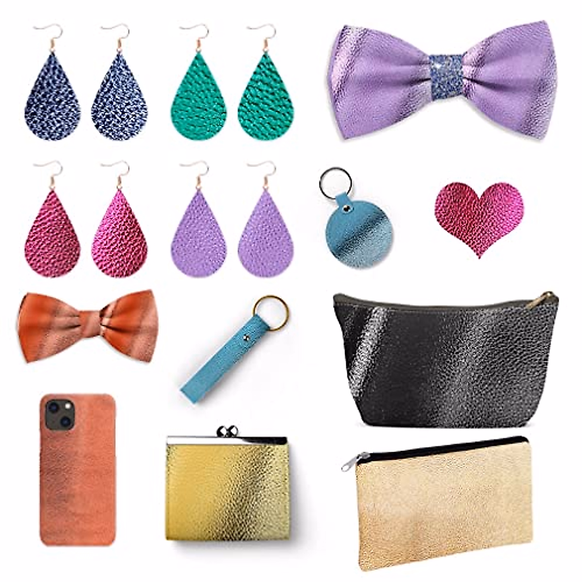 HYANG Metal Lychee Embossed Sky Blue Faux Leather Sheets 1 Rolls 12"X53"(30cmX135cm),Faux Leather Very Suitable for Making Crafts, Leather Earrings, Bows,Handbag，Sewing