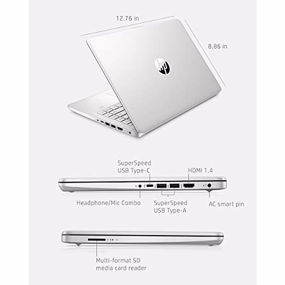 HP 14 Laptop, 11th Gen Intel Core i3-1115G4, 4 GB RAM, 128 GB SSD Storage, 14-inch Full HD Display, Windows 10 in S Mode, Long Battery Life, Fast-Charge, Thin & Light Design (14-dq2020nr, 2021)